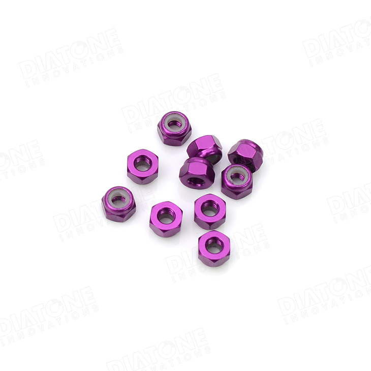 Ecrou M3 aluminium nylstop Violet (x10) Diatone - DT-AC0002-L30V/10(AA) - Dronelec